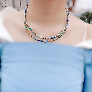 Boho Semi Precious Stone Beaded Mixed Layered Choker Necklace for Women