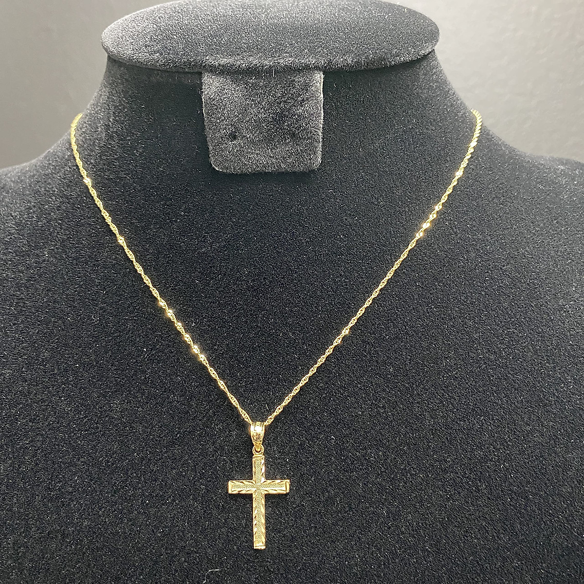 Ioka - 14K Yellow Gold Small Cross Pendant Religious Charm Thin Pendant For Necklace or Chain