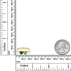 Gem Stone King 18K Yellow Gold Plated Silver Green Simulated Emerald and Green Peridot Ring For Women (1.00 Cttw, Available In Size 5, 6, 7, 8, 9)
