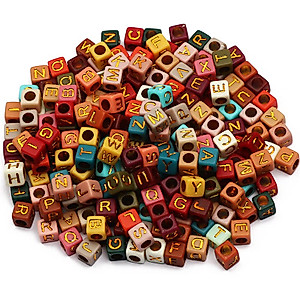 NHBT YU 100-500pcs Mixed Letter Acrylic Beads Square Cube Loose Spacer Alphabet Beads for Jewelry Making Handmade DIY Bracelet Necklace Accessories T725 (Item Diameter : 400pcs)