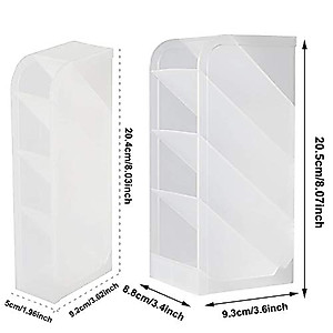 Marbrasse 3 Pcs Big Desk Organizer- Pen Organizer Storage for Office, School, Home Supplies, Translucent White Pen Storage Holder, High Capacity, Set of 3, 12 Compartments (White Big Pen Holder)