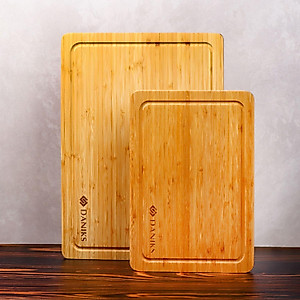 Daniks 100% Organic Bamboo Cutting Board for Kitchen | Heavy Duty Wood Chopping Board | Extra-Thick Cutting Board for Serving, Meat and Veggies | 16x12"