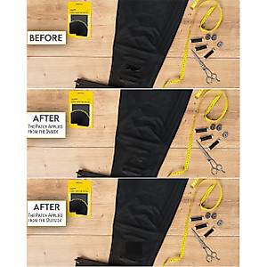 ZEFFFKA Premium Quality Fabric Iron-on Patches Inside & Outside Strongest Glue 100% Cotton Black Repair Decorating Kit 12 Pieces Size 3" by 4-1/4" (7.5 cm x 10.5 cm)