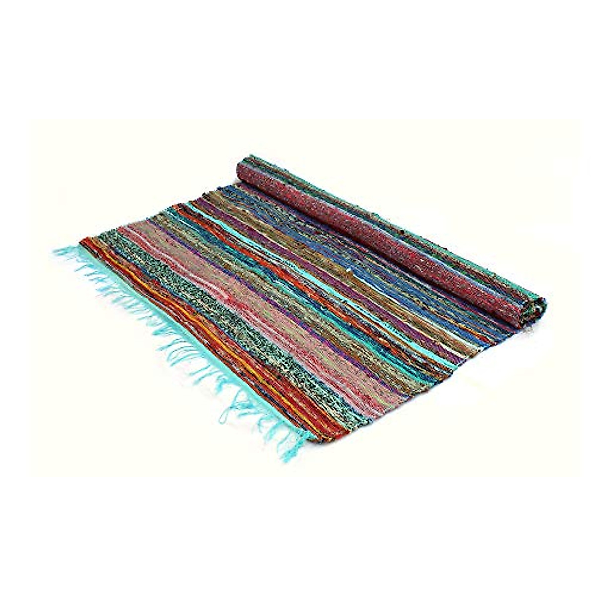 Handmade Braided Chindi Rug, Rag Rug, Area Rug, Carpet Rug, 3x5 Foot, 4x6 Foot, 5x7 Foot, Multi Color Rug (3x5 Ft (36x60 Inch))