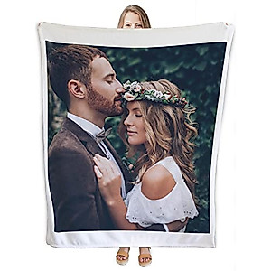 Custom Blanket with Photo & Text, Personalized Flannel Throw Blankets Upload Any Photo Custom Gifts for Dad, Mom, Family, Friends, Couples, Dogs, 30"x40" - 1 Photo
