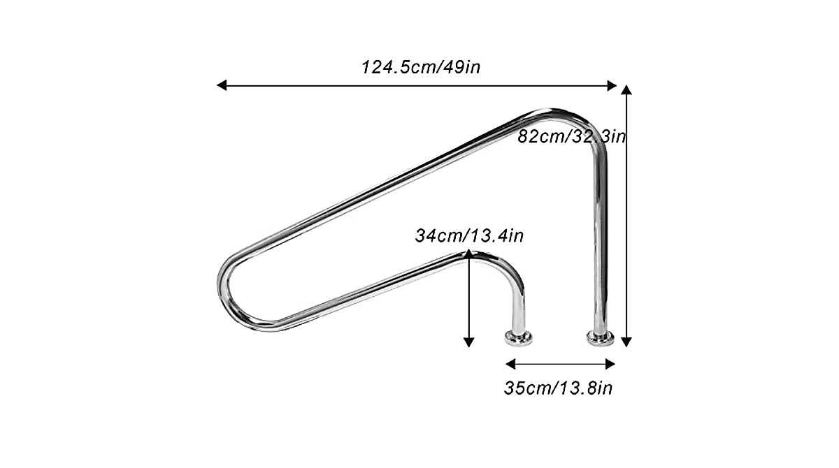 DOEL Pool Handrail, 304 Stainless Steel 48x32 Swimming Pool Stair Rail ...