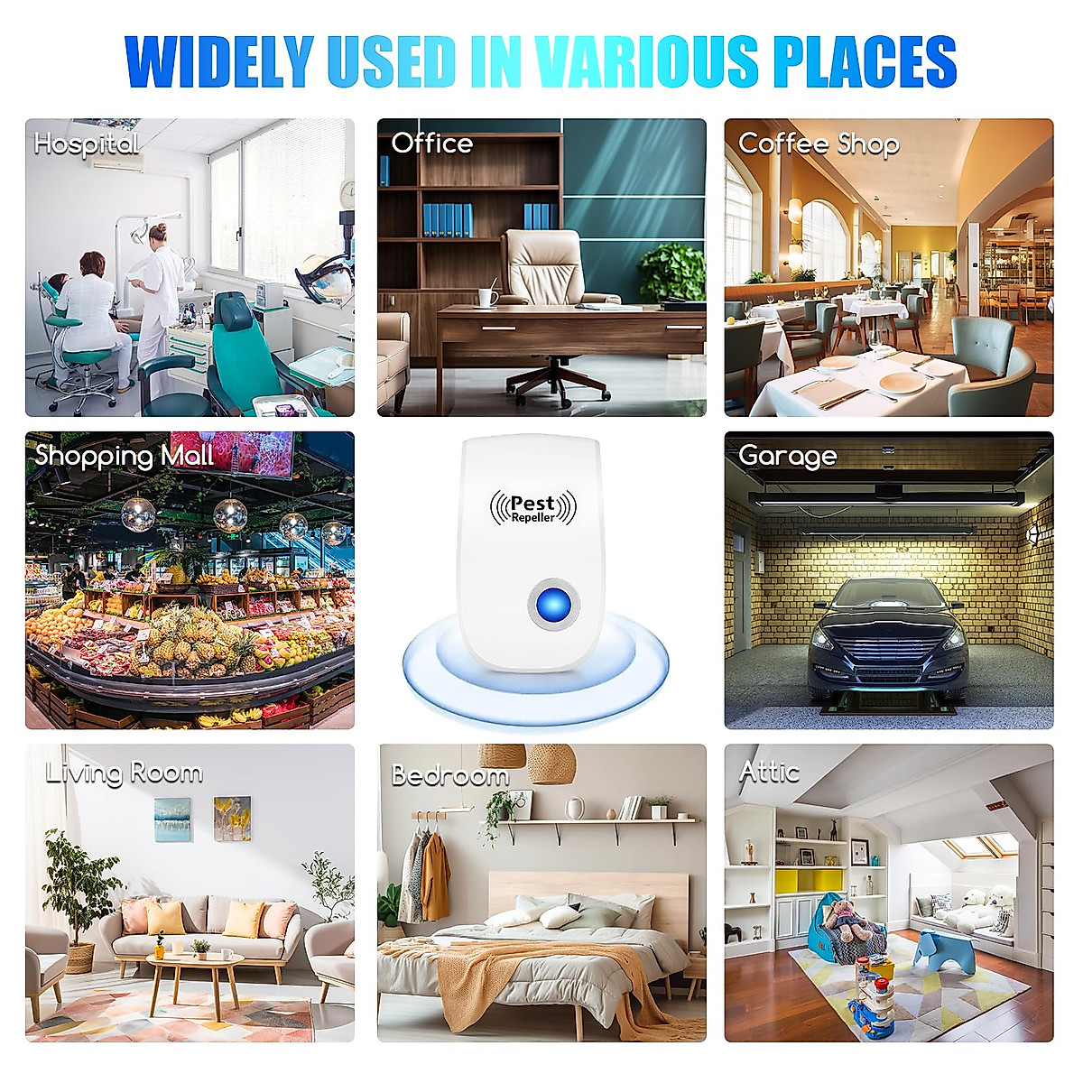 10Pack Upgraded Ultrasonic Pest Repeller Electronic Mouse Repellent Ultrasonic Plug in Rodent Repellent Indoor Sonic Electronic Plug in Pest Controlfor Insect,AntBugs,Mosquito,Rat,Spide,Cockroach