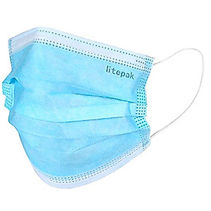 Litepak 500pcs Premium Disposable Face Mask SOFT 3ply Nose Wire - Blue
