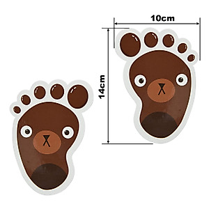 Bluecell 15-Pairs Cartoon Animals Guide Self-Adhesive Footprints Stickers Floor Decals for Room Party Nursery Floor Stairs Decor (Bear (Brown))