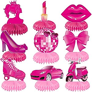 Pink Girls Birthday Decorations Hot Pink Princess party Honeycomb Centerpieces Disco Bachelorette Birthday Party Decoration for Pink Girls Doll Theme Party Bridal Shower Wedding Party Baby Shower