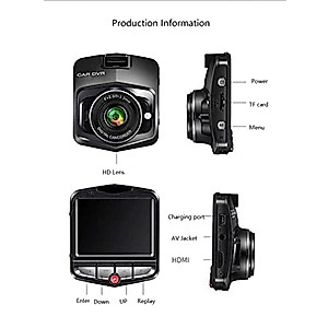 Vehicle blackbox DVR,Dash Camcorder, 1080P Full HD Dash Cam, 2.4 inch Screen, Dual Lens, 5 Meters Cable to Rear Camera,Night Vision, 170° Wide Angle, Loop Recording