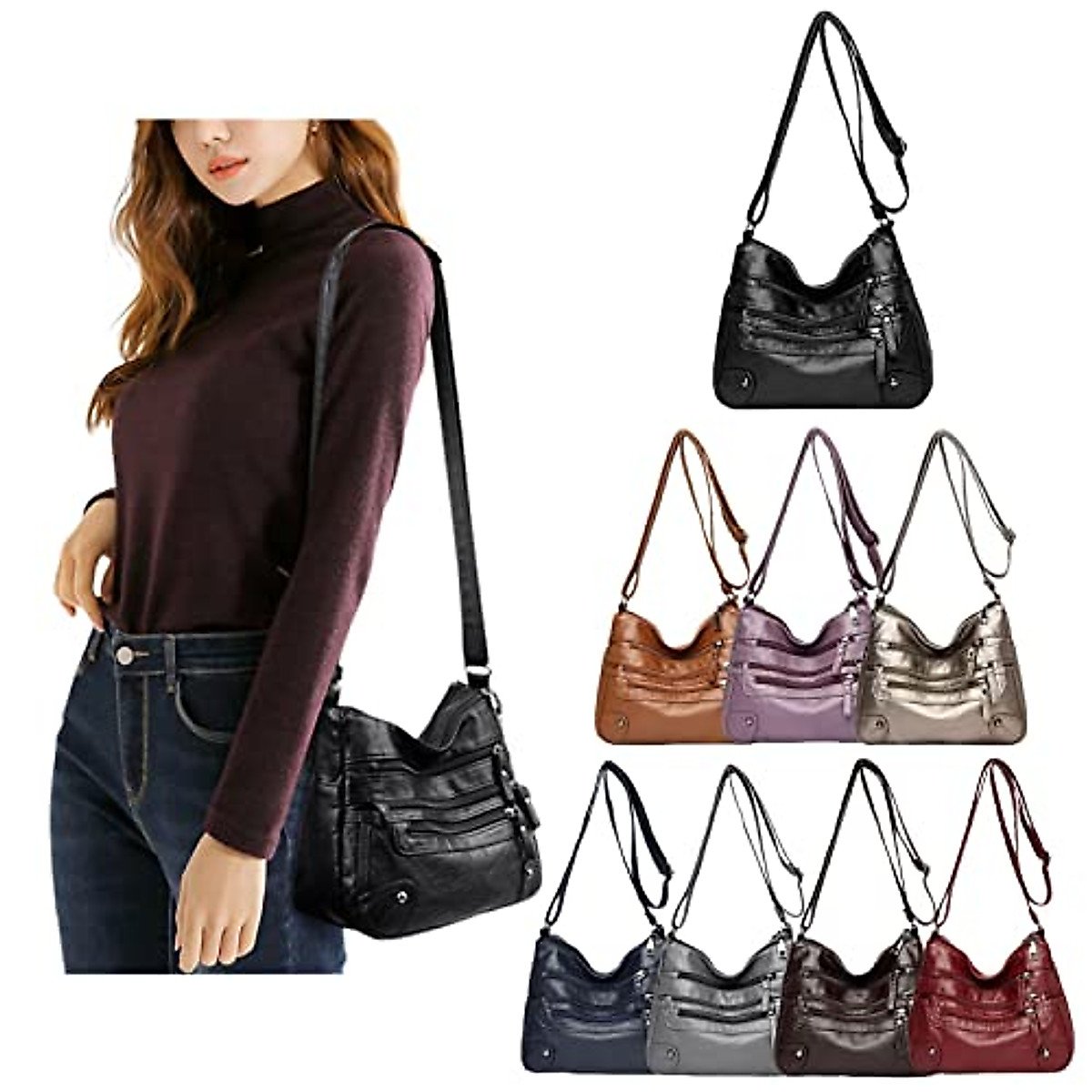 YIMINI 2023 Leather Crossbody Bags for Women Shoulder Bags Tote Bag Beach Bag Ladies Handbags Weekender Travel Gift Bags