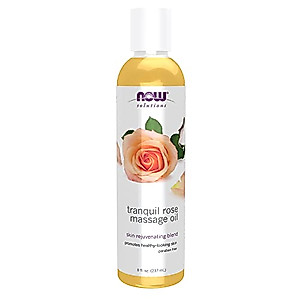 NOW Solutions, Tranquil Rose Massage Oil, Body Moisturizer for Dry Sensitive Skin, Promotes Healthy-Looking Skin, 8-Ounce