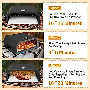 LIVOSA Outdoor Pizza Oven, 12" Pizza Stone - Portable Gas Pizza Oven For Backyard Camping Scenes Ect, Stainless Steel Pizza Grill Built-in Thermometer(18.3''L x 17.4”W x 18.11''H)