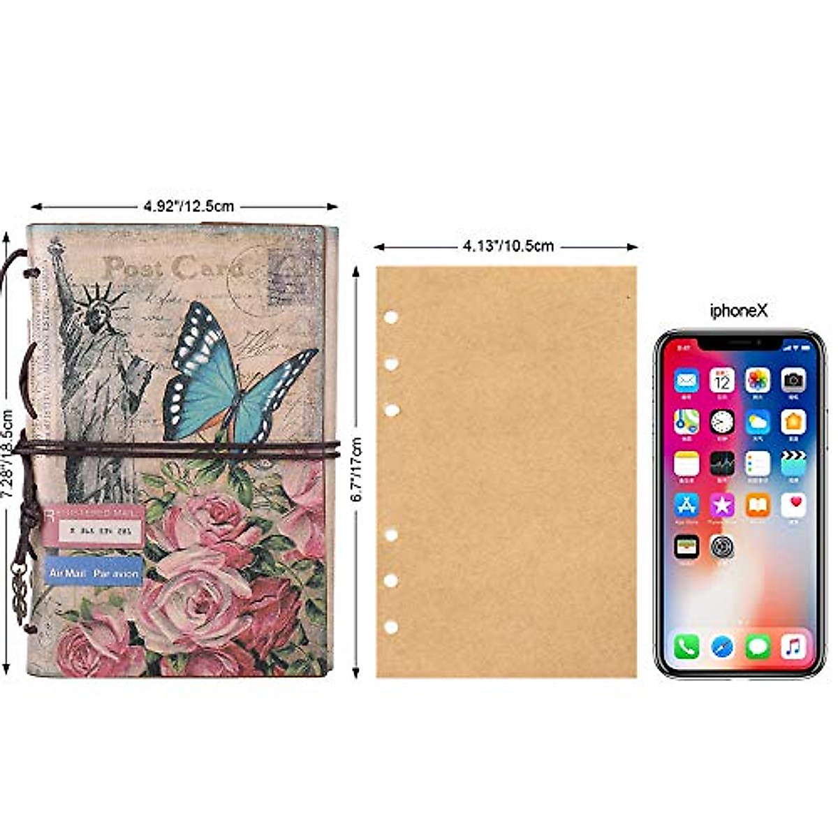 Leather Journal Notebook, MALEDEN Vintage Travel Journal for Women Refillable Sketchbook Diary Planner with Unlined Pages and Zipper Pocket