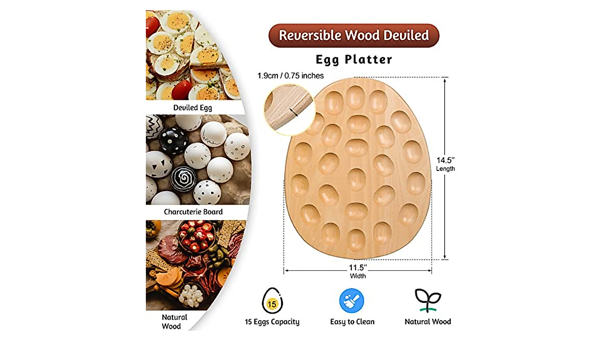 Reversible Wood Deviled Egg Platter & Charcuterie Board