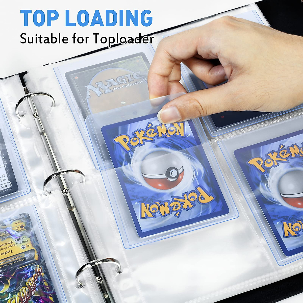 Top Loaders Binder with 50 Pages Top loaders Storage Trading Card Sleeves, 4 Pocket Trading Card Binder