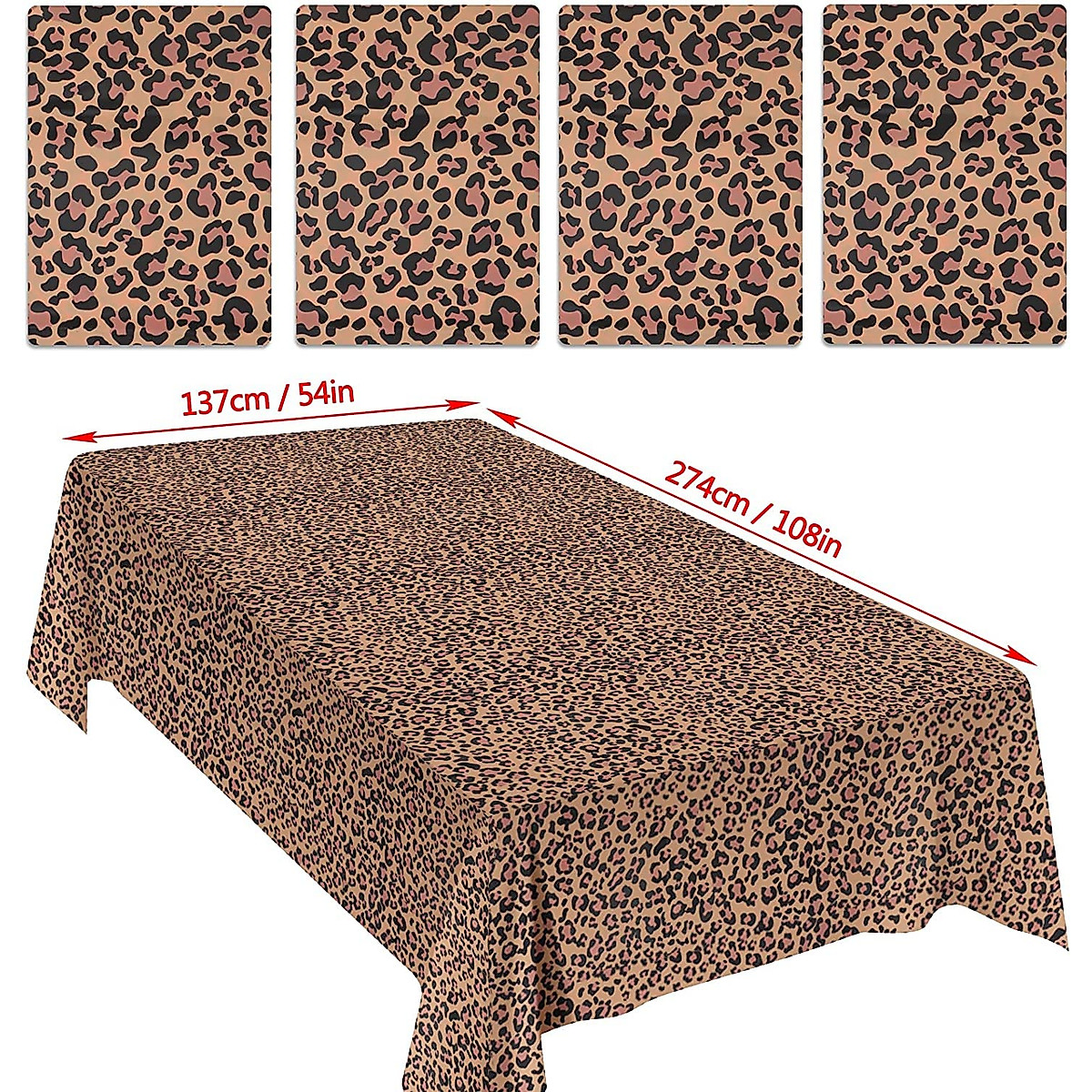GoodSing 4 PCS Disposable Plastic Tablecloth, Table Cover for Kitchen Dinning Rectangle Tablecloths for Thanksgiving Christmas Wedding Parties Birthdays Home Decoration Leopard Print…