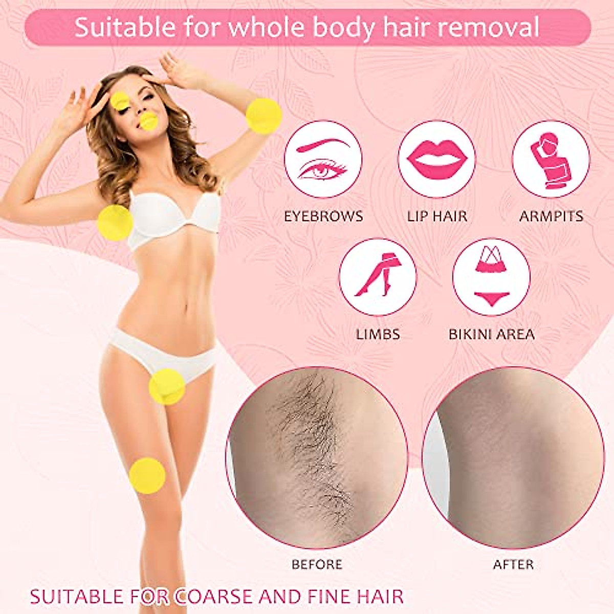 Hard Wax Kit for Hair Removal，Digital Wax Warmer with 10 Packs Hard Beads 、Silicon Wax Pot(Easy to Clean) and Wax Kit Accessories,For Sensitive Skin ,For Eyebrow, Facial, Armpit, Bikini, Brazilian,For Women and Men.