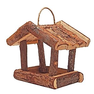 LXING Bird feeders for Outdoors Hanging Crude Wood Outdoor Bird Feeder,Wild Bird Feeder Ideal Gift for Nature Bird Love for Garden Yard Decoration