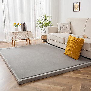 MAXYOYO Baby Play Mat, 1.2" Thick Memory Foam Soft Padded Carpet with Non-Slip Backing, 5x7 ft Japanese Tatami Rug Living Room for Kids, Toddler, Children, Nusery(Grey)