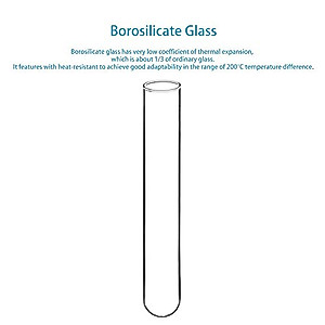 StonyLab Borosilicate Glass Round Bottom Test Tubes, 15mm OD X 100mm Length (Pack of 30)