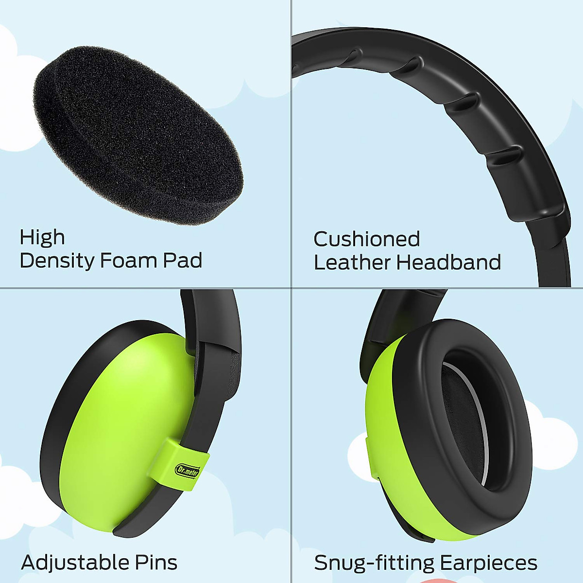 Dr.meter Ear Muffs for Noise Reduction 31NRR Noise Cancelling Headphones for Infants, Toddlers and Babies - Adjustable Hearing Protection Earmuffs for Airplanes Fireworks Concerts (Aged 0-3 Years)