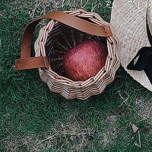 Homeriy Durable and Portable Rattan Basket Outdoor Hanging Basket for Girl Rattan Handwoven Basket with Handle for Candy Fruit Home Garden Decor Photography, 1993544/120006AM47USMNH