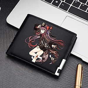 FWZJ Anime Purse Wallet, Genshin Impact: Hutao Men's and Women's Coin Purse-Short Purse with Credit Card, Bi-fold Wallet, Anime Fan