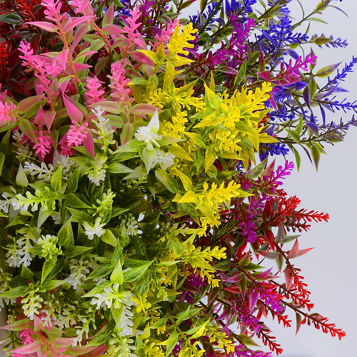 STYLIFING 12 Bundles Artificial Flowers, UV Resistant No Fade Fake Flowers Outdoor Faux Lavender Plastic Plants for Garden Porch Window Box Décor