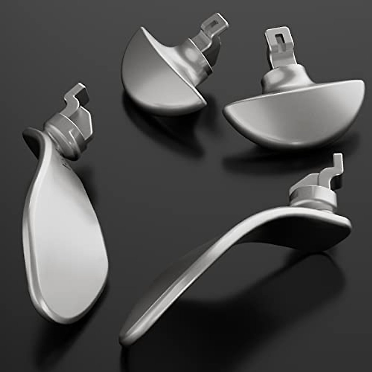 eXtremeRate Back Paddles for PS5 Edge Controller, Metallic Silver Replacement Interchangeable 4PCS Metal Back Buttons for PS5 Edge Controller - Controller NOT Included
