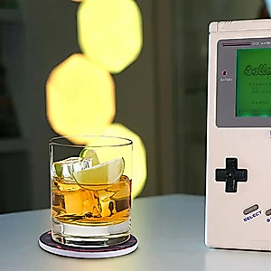 Pounchi Retro Video Game Coaster （4 Pack ） Game Lovers Absorbent Coasters Retro Drink Coasters for Game Lovers with Cork Base Bar Coasters Round Stone Coasters Car Coasters Set for Teens