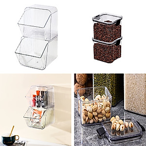 Plastic tea bag Organizer Box Caddie Storage Box Kitchen Pantry Wall storage box with 2 drawers, countertops, hold coffee, tea, sugar packets, cream, beverage bean, (1Pcs+2Pcs 720ML seal pot)