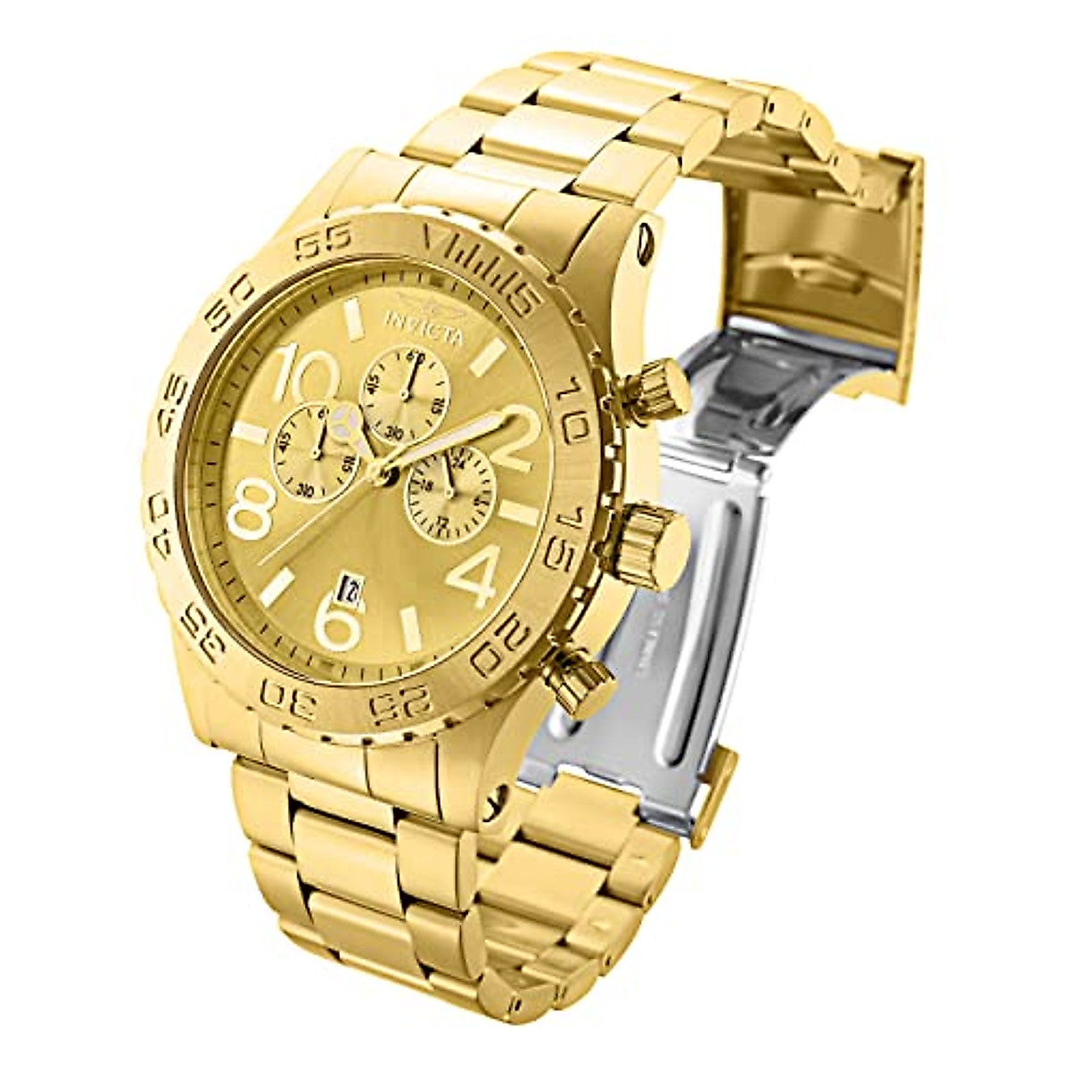 Invicta Men's 1270 Specialty Chronograph Gold Dial 18k Gold Ion-Plated Stainless Steel Watch