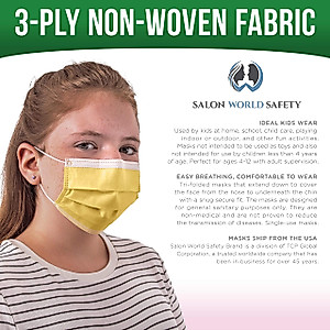 TCP Global Salon World Safety - Kids Face Masks 100 Pk 3-Ply Protective PPE (5 Colors, 20 Each)