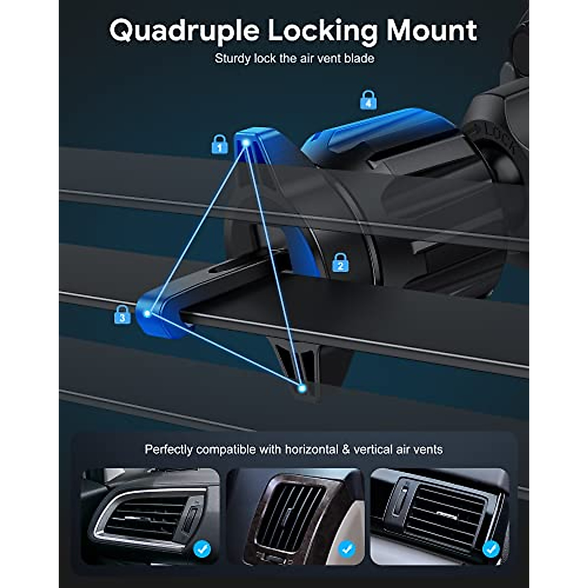 OMOTON for MagSafe Car Mount, O-Mag DriveSafe Magnetic Air Vent Car Phone Holder, Powerful Magnetic Mounting and Vacuum Suction Cup for iPhone 14 13 12 Pro Plus Max Mini MagSafe Case