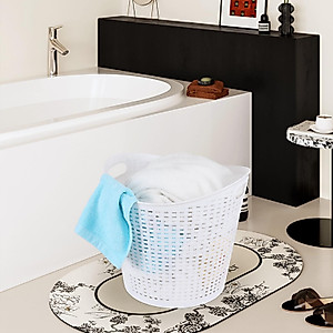 Sadstory 40 L Plastic Laundry Hamper, Large Plastic Storage Baskets, White, 6 Packs