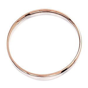 Domed Stackable 5MM Round Smooth Polished Bangle Bracelet Rose Gold Plated Stainless Steel For Women 8 Inch