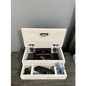 Concealed Catch-All – Concealment Valet Tray Organizer – Jewelry and Watch RFID Lock Box – EDC Tray (Whitewashed Wood)
