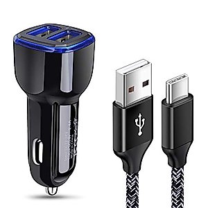C Car Phone Charger, Dual Port Car Charger Adapter with Fast Charge Type C Charging Cord Compatible for Motorola Moto G Pure/G Play/G Power/G9/G8/G7/G7 Plus/G7 Play/G7 Power/G6/G6 Plus/Z4/Z3 Z2 Play