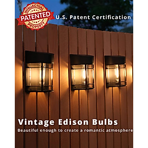 DOESLAG Solar Fence Lights Outdoor 8 Pack Deck Lights Solar Powered with Edison LED Bulbs, Waterproof ,Outdoor for Garden Post Patio Backyard Decor