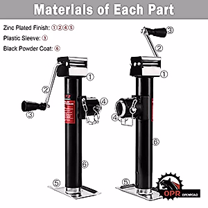 OPENROAD 2000lbs Swivel Trailer Jack (2 Pack),10 Inch Vertical Travel Weld-On Pipe-Mount Trailer Jack with A3 Steel Jack Footplate Sidewind Handle & Pull Pin,for Campers RVs Boats Utility Trailers