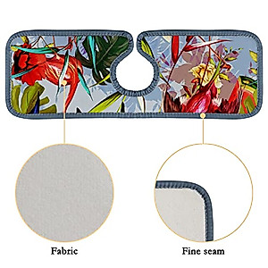 Kitchen Faucet Absorbent Mat 4 Pieces Floral Flamingo Tropic Leaf Faucet Sink Splash Guard Bathroom Counter and RV,Faucet Counter Sink Water Stains Preventer