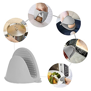 Vaincre 4PCS Silicone Oven Mitts Heat Resistant, Silicone Potholders for Kitchen, Mini Oven Mitts Rubber Oven Glove, Kitchen Mittens Pinch Mitts, Cute Cooking Mitts (Black and Gray)