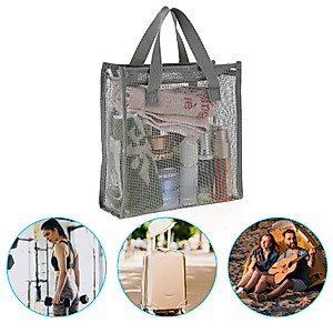 Mozeat Lens Mesh Shower Bag Grey Portable Mesh Shower Caddy Quick-Dry Tote Bag Dorm Toiletry Organizer Gym Shower Mesh Bag for Gym Travel Camping College Dorm Room Bathroom