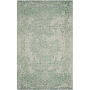 SAFAVIEH Restoration Vintage Collection Area Rug - 8' x 10', Grey & Turquoise, Handmade Distressed Wool, Ideal for High Traffic Areas in Living Room, Bedroom (RVT105C)