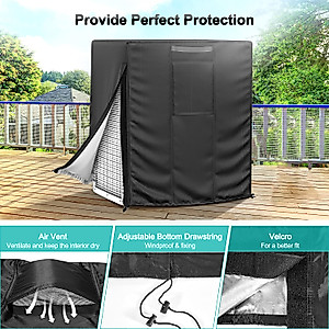 BROSYDA Central Large Air Conditioner Cover for Outside Units, Waterproof & Windproof Outdoor AC Units Cover Black (32"x32"x36" Inch)