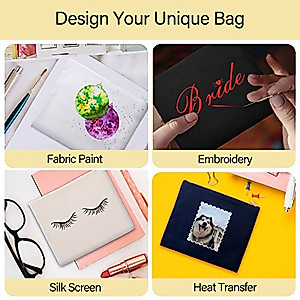 Muka 6 Pack Navy Canvas Cosmetic Bag 9-1/2 x 8 Inches Pencil Zipper Pouch