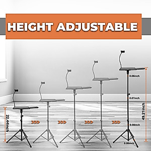 SCREENSEAT Projector Stand Tripod With Mouse Tray – Laptop Projector Tripod Stand Adjustable Height 23.4" to 48.3" With Gooseneck Phone Holder - Perfect Tripod for Office, Home, Outdoor DJ Equipment