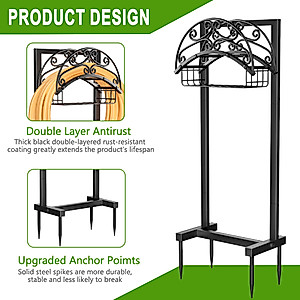 Gayuteay Garden Hose Holder - Upgraded Water Hose Holder Holds 151-feet Hose, Heavy Duty Metal Hose Stand Sturdy Freestanding Hose Hanger, Detachable Garden Hose Storage Rack for Outside Yard Lawn